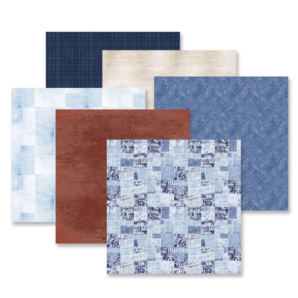 Denim Revival Paper Pack (12/pk) - 12x12 Denim Texture Scrapbook Paper ...